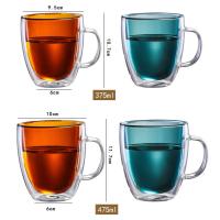 China Cylinder 375ml 475ml Double Coke Personalized Glass Cup for sale