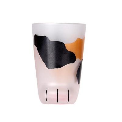 China Cat Paw Print Coffee Drinking 260ml Personalized Glass Cup for sale