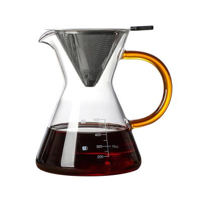 China Funnel Shaped Lead Free Borosilicate 500ml Coffee Glass Pot for sale