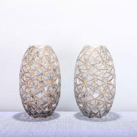 China FDA Golden Decorated 20.6cm Crystal Decorative Glass Vases for sale