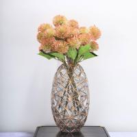 China FDA Golden Decorated 20.6cm Crystal Decorative Glass Vases for sale
