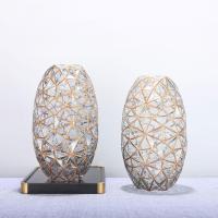 China FDA Golden Decorated 20.6cm Crystal Decorative Glass Vases for sale