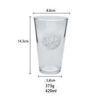 China Customized Logo Cadmium Free 420ml Glass Beer Mug for sale