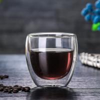 China Egg Shaped 250ml 350ml 450ml Double Glass Water Cup for sale