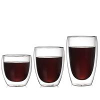 China Egg Shaped 250ml 350ml 450ml Double Glass Water Cup for sale