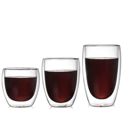China Egg Shaped 250ml 350ml 450ml Double Glass Water Cup for sale