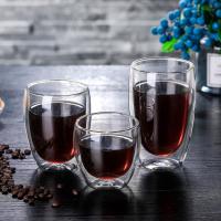 China Egg Shaped 250ml 350ml 450ml Double Glass Water Cup for sale
