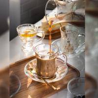 China BPA Free Clear 150ml Classic Deluxe Glass Printed Cup for sale