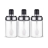 China FDA LFGB Seasoning Empty Glass Jars With Wooden Lid for sale