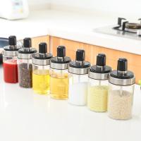 China FDA LFGB Seasoning Empty Glass Jars With Wooden Lid for sale