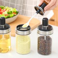 China FDA LFGB Seasoning Empty Glass Jars With Wooden Lid for sale