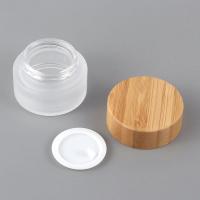 China Lotion Bamboo Cover 15g 20g Frosted Glass Cream Bottle for sale