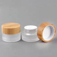 China Lotion Bamboo Cover 15g 20g Frosted Glass Cream Bottle for sale