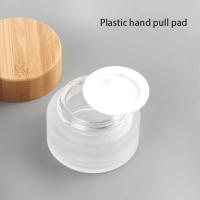 China Lotion Bamboo Cover 15g 20g Frosted Glass Cream Bottle for sale