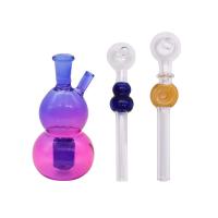 China Borosilicate 150℃ Purple Gourd Shaped Glass Hookah Pipe for sale