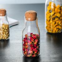 China Cork Closure Borosilicate Glass Food Storage Jars for sale