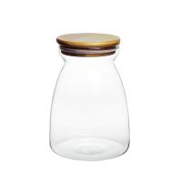 China Bamboo Cover 1100ml Borosilicate Wide Mouth Preserving Jars for sale