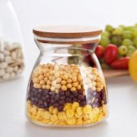China Bamboo Cover 1100ml Borosilicate Wide Mouth Preserving Jars for sale