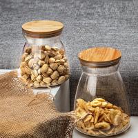 China Bamboo Cover 1100ml Borosilicate Wide Mouth Preserving Jars for sale