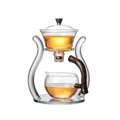 China Pumpkin Shaped Heat Resistant Borosilicate Glass Tea Sets for sale