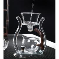 China Pumpkin Shaped Heat Resistant Borosilicate Glass Tea Sets for sale