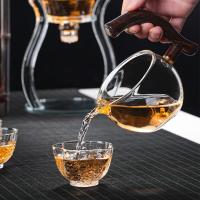 China Pumpkin Shaped Heat Resistant Borosilicate Glass Tea Sets for sale