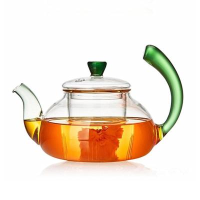 China 600ml Fire Burning Heat Resistant Borosilicate Glass Teapot for sale