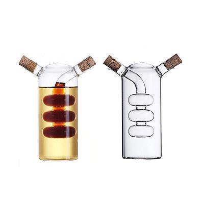 China Double Hole Separation Borosilicate Glass Olive Oil Bottle for sale