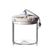 China Cloth Cover Sealed Borosilicate Glass Storage Jars for sale