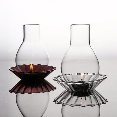 China Custom Logo Clear Borosilicate Glass Candlestick for sale