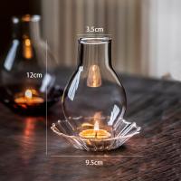 China Custom Logo Clear Borosilicate Glass Candlestick for sale