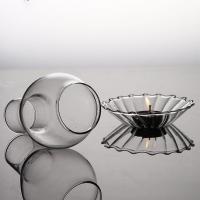 China Custom Logo Clear Borosilicate Glass Candlestick for sale