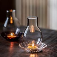 China Custom Logo Clear Borosilicate Glass Candlestick for sale