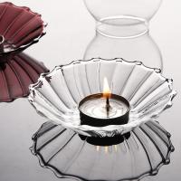 China Custom Logo Clear Borosilicate Glass Candlestick for sale