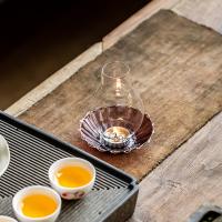 China Custom Logo Clear Borosilicate Glass Candlestick for sale