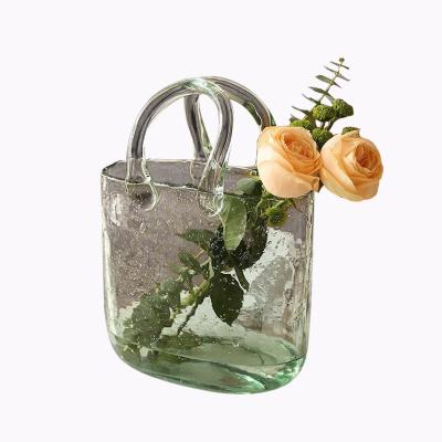 China Clear Polished Baskets Hand Blown Decorative Glass Vases for sale