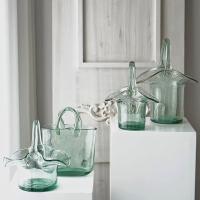 China Clear Polished Baskets Hand Blown Decorative Glass Vases for sale