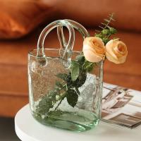 China Clear Polished Baskets Hand Blown Decorative Glass Vases for sale