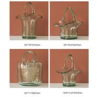 China Clear Polished Baskets Hand Blown Decorative Glass Vases for sale