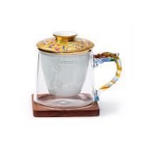 China Cadmium Free 450ml Clear Ceramic Filter Glass Tea Cup for sale