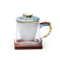 China Cadmium Free 450ml Clear Ceramic Filter Glass Tea Cup for sale