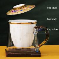 China Cadmium Free 450ml Clear Ceramic Filter Glass Tea Cup for sale