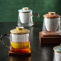 China Cadmium Free 450ml Clear Ceramic Filter Glass Tea Cup for sale