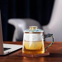 China Cadmium Free 450ml Clear Ceramic Filter Glass Tea Cup for sale