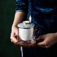 China Cadmium Free 450ml Clear Ceramic Filter Glass Tea Cup for sale