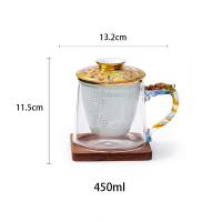 China Cadmium Free 450ml Clear Ceramic Filter Glass Tea Cup for sale