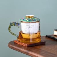 China Cadmium Free 450ml Clear Ceramic Filter Glass Tea Cup for sale