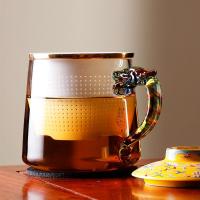 China Cadmium Free 450ml Clear Ceramic Filter Glass Tea Cup for sale