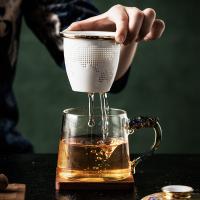 China Cadmium Free 450ml Clear Ceramic Filter Glass Tea Cup for sale