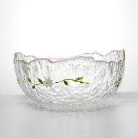 China Household Exquisite Printed Hammer Grain Glass Tableware for sale
